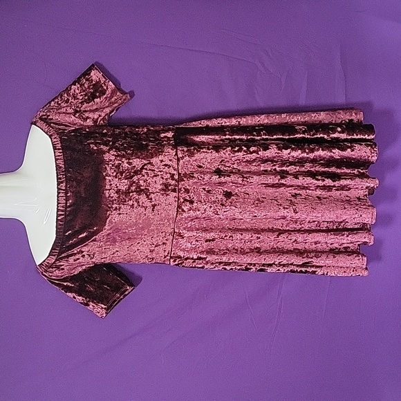 Xhilaration | Dresses | Cranberry Red Crushed Velvet Off Shoulder Midi ...